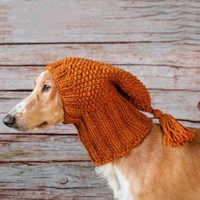 China Y-Z Custom Pet Clothing Hats Warm Tassels Winter Wool Neck Ear Warmer Hand Knitted Dog Snood for sale