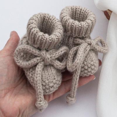China Y-Z Custom Logo Design Hand Knitted Crochet Home Newborn Girl Shoes Baby Booties for Baby Girls for sale
