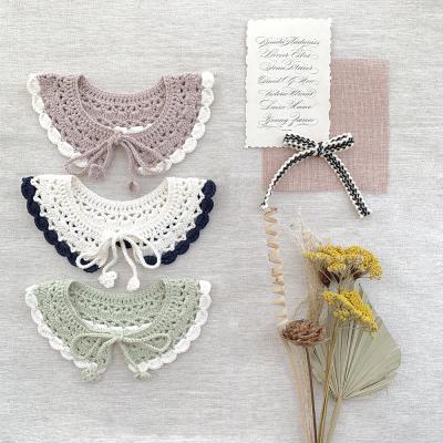 China Y-F Hand Crochet Baby Girls Lotus Ruffle Lace Doll Neck Fake Collar for Girls for sale