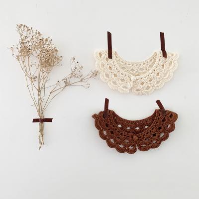 China Y-F 2023 Autumn Girls Two Tone Detachable Lace Collar Crochet Kids Cotton Flower Wedding Vintage Collar for sale