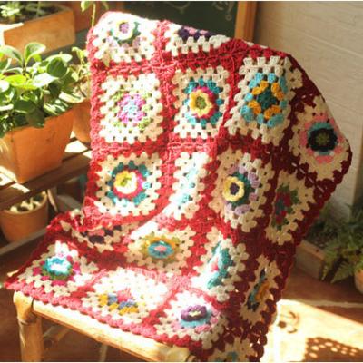 China Y-F 85*65 Handmade Nordic Floral Daisy Rustic Sofa Farmhouse Granny Chic Home Art Decor Blanket for sale