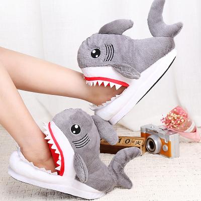 China Y-Z Winter Cartoon Animal Soft Warm Fuzzy Shark Shoes Funny Fluffy House Indoor Floor slippers for sale