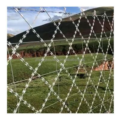 Cina Razor incrociato galvanizzato Concertina Razor Wire per recinzione a filo spinato 20m/25m/30m/50m/roll in vendita