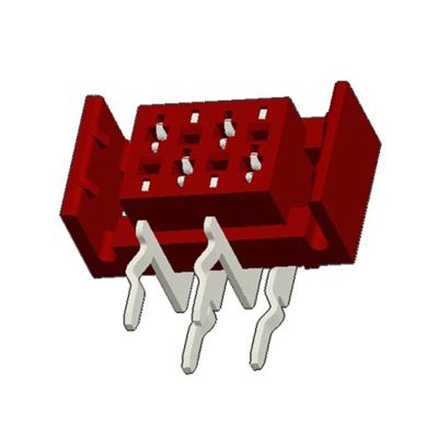 Cina Femmina 8 Pin Right Angle Connector della immersione di WCON 1.27mm Pa46 Matte Sn Plated rosso in vendita