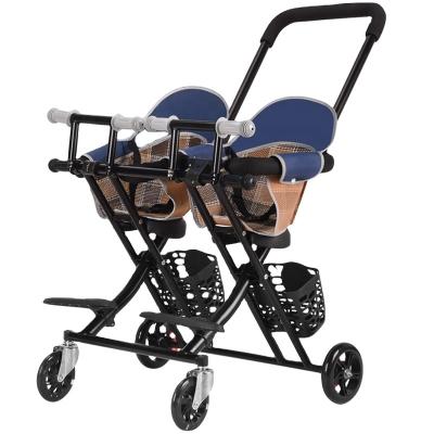 Cina High Quality Twin Stroller Portable Cheap Two Seater Stroller Easy Folding High Quality Twin Babies in vendita