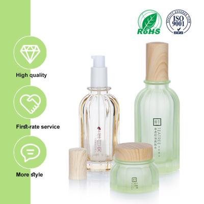 중국 130ml / 50g 유리 노란색 / 녹색 투명한 실린더 화려한 화장품 포장 병에 대 한 대나무 뚜?? 으로 부드럽다 판매용