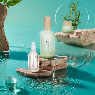 중국 50g 130ml 분홍색 병 피부 관리 병 대나무 덮개 37mm 판매용