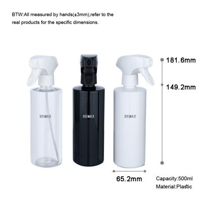 중국 500ml 플라스틱 투명/검은/백색 선명한 실린더 병과 빈 트리거 스프레이에 대한 흰색/검은 스프레이 병 판매용