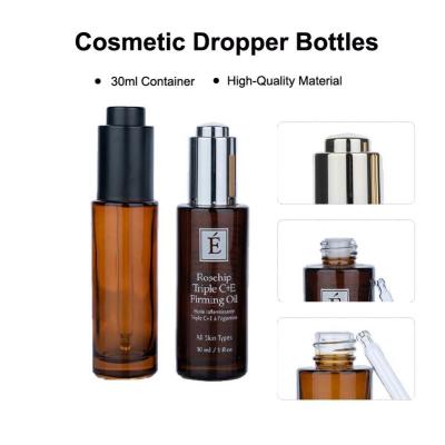 중국 30ml 브라운/암버 글래스 맑은 실린더형 병 은/발나무/검은 방울으로 빈 화장품 유리 병 판매용