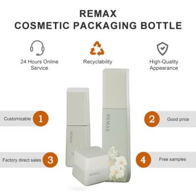중국 고급 유리 화장품 포장 병 피부 관리 세트 매트 녹색 30ml 100ml 125ml 50g 판매용
