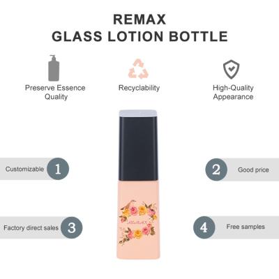 Chine Bouteille en verre rose 45 ml Bouteille rectangulaire lisse avec couvercle blanc/noir pour bouteilles en verre cosmétique à vendre
