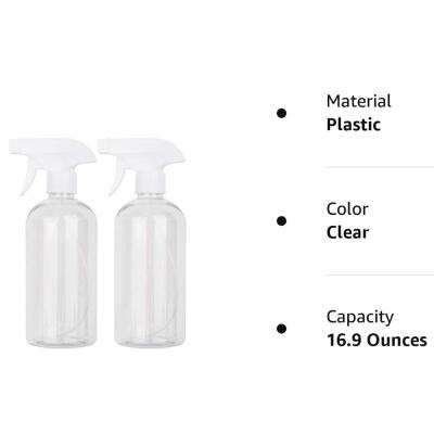 중국 500ml 플라스틱 투명 실린더 맑은 병 흰색 스프레이와 함께 빈 스프레이 병 판매용