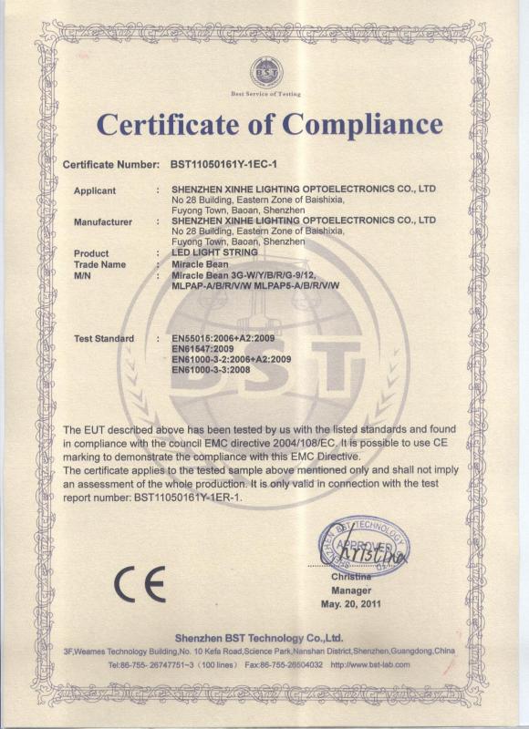 CE - Shenzhen Xinhe Lighting Optoelectronics Co., Ltd.