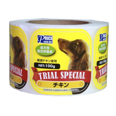 Cina OEM autoadesivo su ordinazione degli autoadesivi di Cat Food Bottle Labels Waterproof del cane di animale domestico in vendita