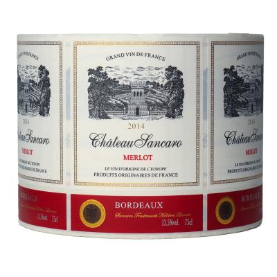 Cina Etichetta adesiva per vino arrotolata lucida personalizzata stampa bottiglia autoadesiva in vendita