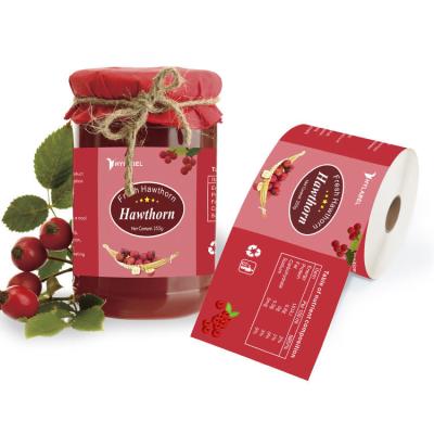 Cina Rotoli adesivi per etichette per bottiglie di alimenti per barattoli di marmellata autoadesivi in carta PET impermeabile personalizzata PP PE in vendita