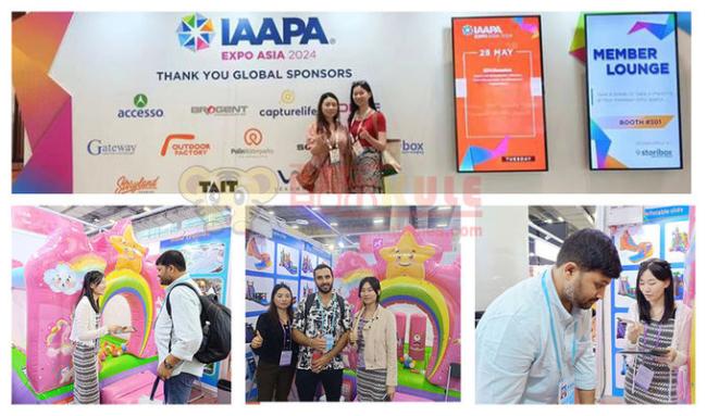 Kids enjoying the inflatable playground