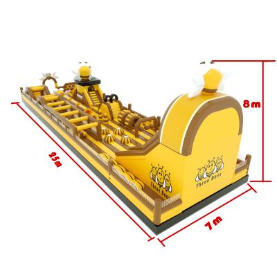 Cina Corso di ostacoli gonfiabili da api giallo marrone con grandi scivoli in vendita