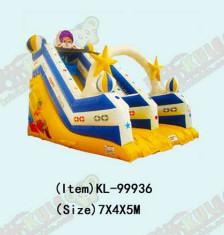 中国 子供のための遊び場のためのスペーステーマのダブルシューティング充気スライド 販売のため