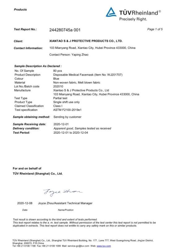 - Xiantao S&J Protective Products Co., Ltd