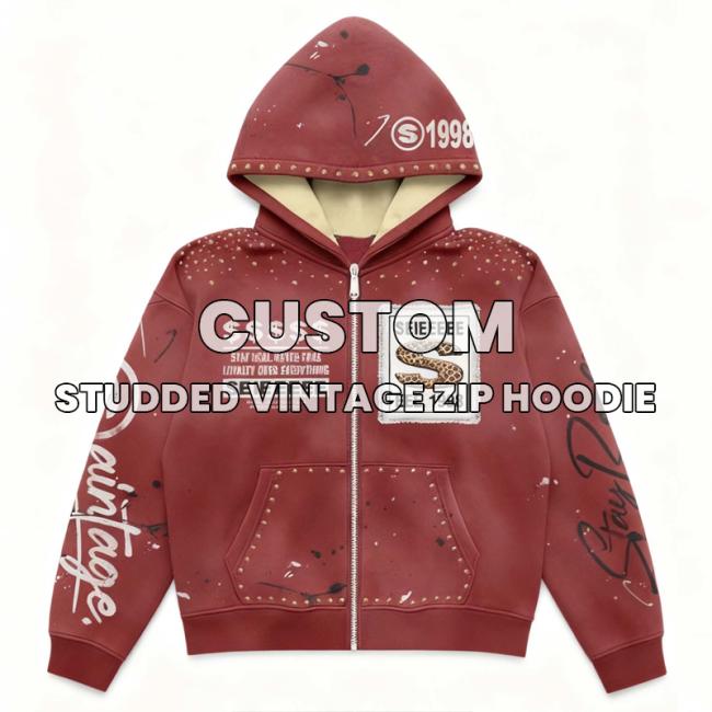 studded zip up hoodie