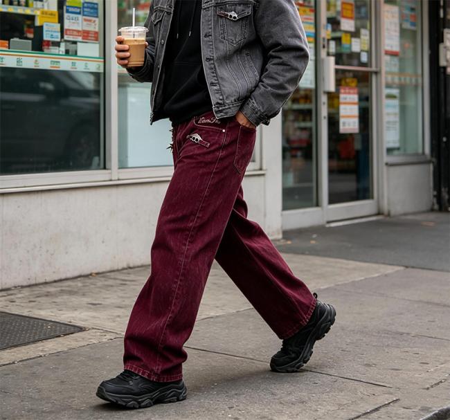 goth embroidered street trousers
