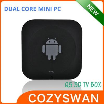 Cina Mini ROM dual core nera su misura della scatola 4GB di androide 4.2.2 3D TV del PC di Q5 3D Allwinner in vendita