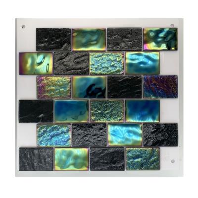 China Blauw iriserend glas mozaïek zwembadtegel met gepolijst vel maat 306x306MM Te koop