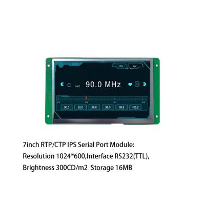 China 7 Inch UART LCD Display 1024x600 TTL RS232 LCD Display 300 nits for sale