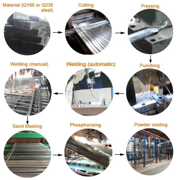 Tubular Fence Pressed Spear Top Security Steel Picket Garrison Fence