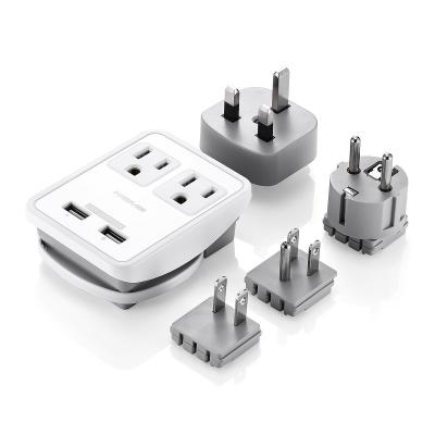 Cina Porte USB doppie della striscia di potere del compatto di viaggio internazionale 2 spine di parete del caricatore della parete degli sbocchi in vendita