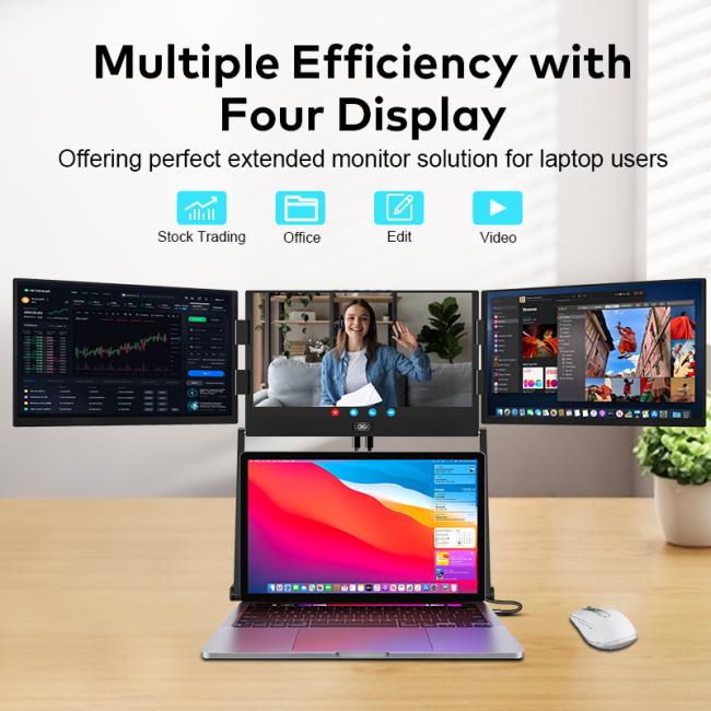 H15 Portable Quad Monitor showing three screens in folded configuration