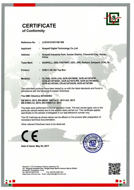 CE - Gospell Digital Technology Co.,ltd