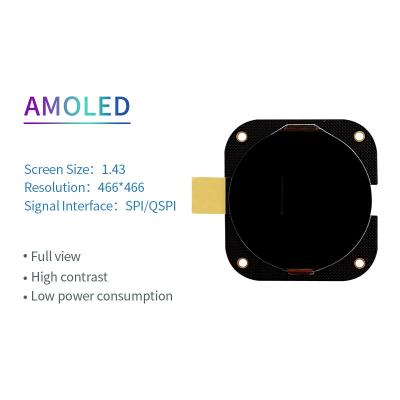 중국 1.43인치 둥근 AMOLED 올레드 디스플레이 터치 패널 466x466 해상도 RGB/QSPI 인터페이스 350c/d 디스플레이 운전 IC 판매용