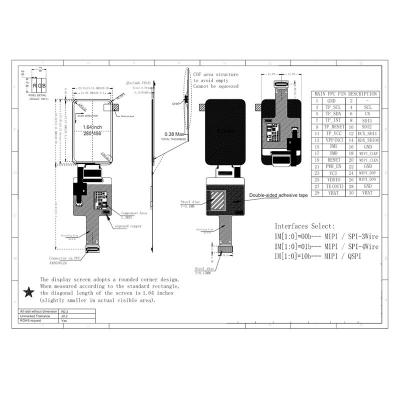 중국 1.64인치 AMOLED 올레드 디스플레이 240x536 해상도 SPI/QSPI/MIPI 350c/d 디스플레이 운전 IC SH8601 터치 Ic FT3168 판매용
