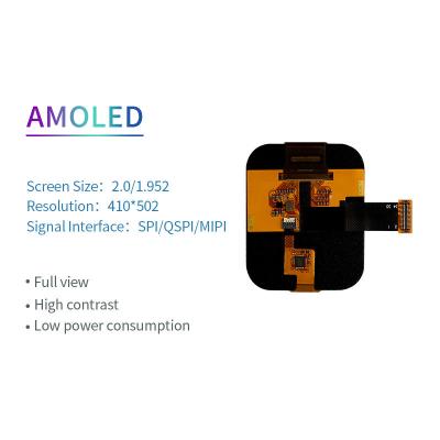 중국 2인치 AMOLED 올레드 디스플레이 410X502 해상도 SPI/QSPI/MIPI 350c/d 디스플레이 운전 IC SH8601 터치 Ic FT3168 판매용