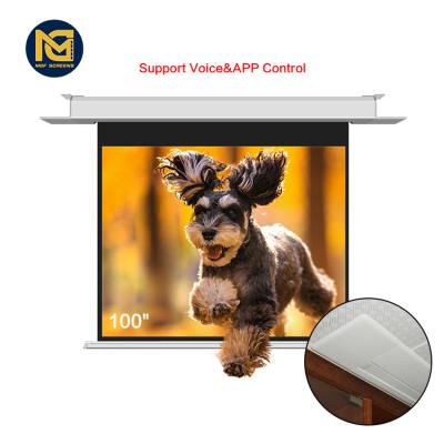 Cina MGF Electric Smart Voice Control In-Ceiling Design Electric Projection Projector Projector Screen in vendita