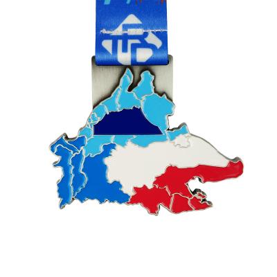China Mapa personalizado de liga de zinco Medalhas de esmalte macio Meticulosamente fabricadas à venda