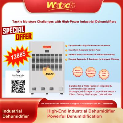 China Limited Special Offer for 480L/Day Industrial Dehumidifier Fast Water Removal For Warehouse Underground Garage for sale