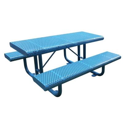China Outdoor perforated metal picnic table for kids steel iron small outdoor picnic table for children for sale