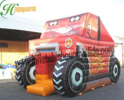 中国 庭のためのスライドが付いている子供の膨脹可能な車の弾力がある城 6 x 4 x 4.3m のサイズ 販売のため