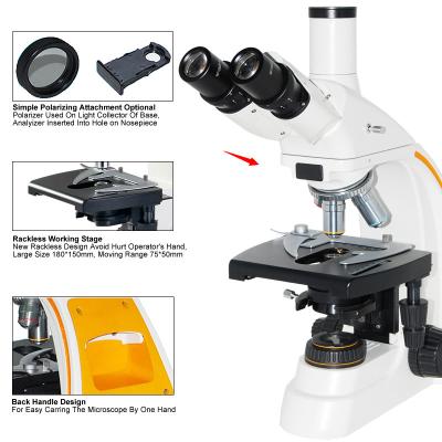 Chine le microscope optique A12.0205 Trinocular du composé 1000x a mené la source lumineuse à vendre
