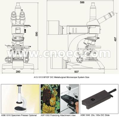 China Luz óptica metalúrgica A13.1013 do halogênio do microscópio de FB/DF DIC de Trinocular da infinidade à venda