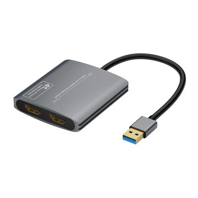 China USB3.0 To Dual HDMI Adapter For 2 Monitors HDMI Port At 4K 60Hz Video Mac OS Support for sale