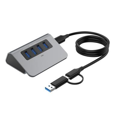 China 4 Port USB Data Hub 3.0 Multi USB Port Expander Aluminum Apple Grey for sale