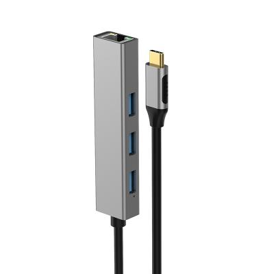 China USB Type C Multi Port 4 In 1 3.0 USB HUB RJ45 Ethernet for sale