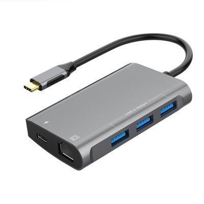 China 5 Ports USB C HUB With Wired Ethernet Adapter And Power Delivery for sale