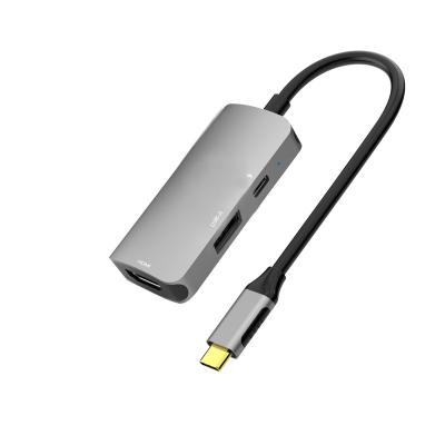 China 3 In 1 USB C Multi Port Video Adapter 4K 60Hz HUB With One USB A Data Port And PD for sale