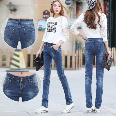 Cina Le donne di colore di pendenza dimagriscono i jeans diritto affusolati della gamba, jeans scarni della gamba dell'alta vita in vendita