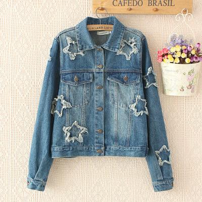 Cina Short di Breasted dei rivestimenti del cardigan del denim delle donne stampate della stella il singolo Outwear in vendita